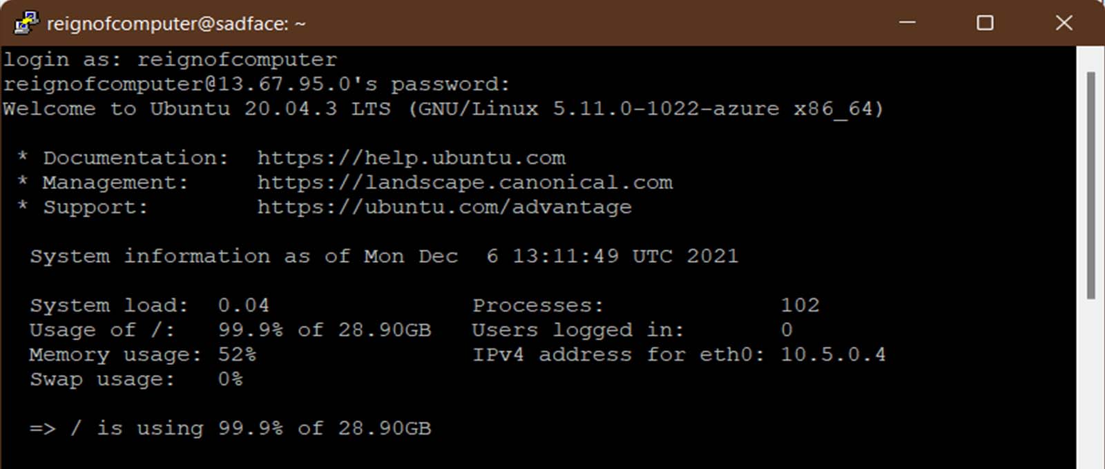 Resizing Out-of-Space Linux OS Disk on Microsoft Azure - RoC Research
